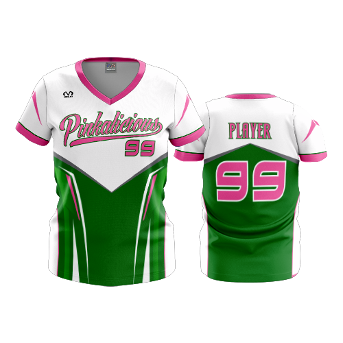 2847 Womens V Neck Pinkalicious Green 2 Mojo Usa
